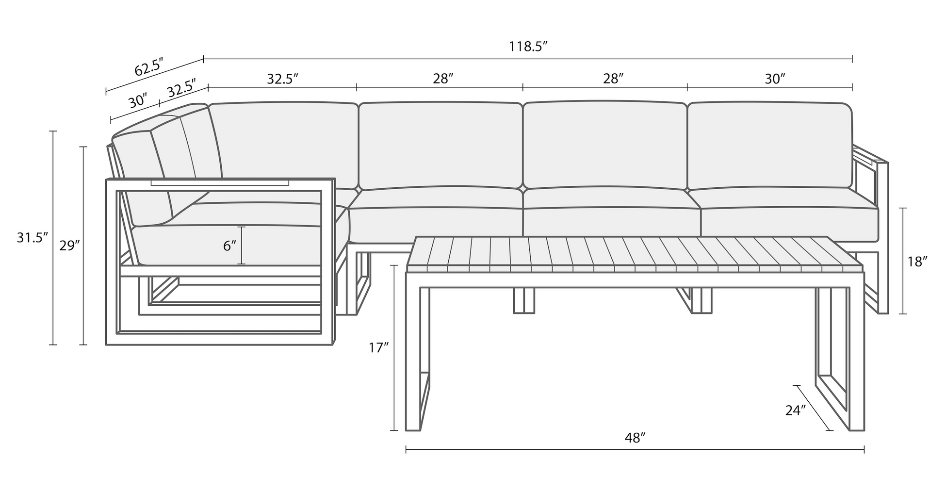 Pacific Aluminum Outdoor Sectional – Madbury Road